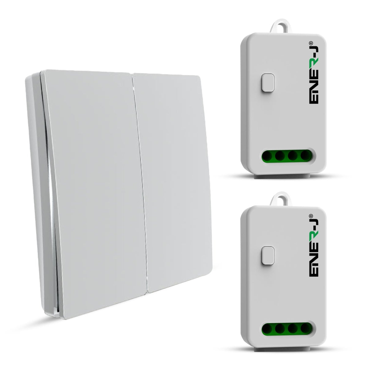 2 Gang Wireless Kinetic Switch, Silver + 2 units of 500W RF Receiver ...